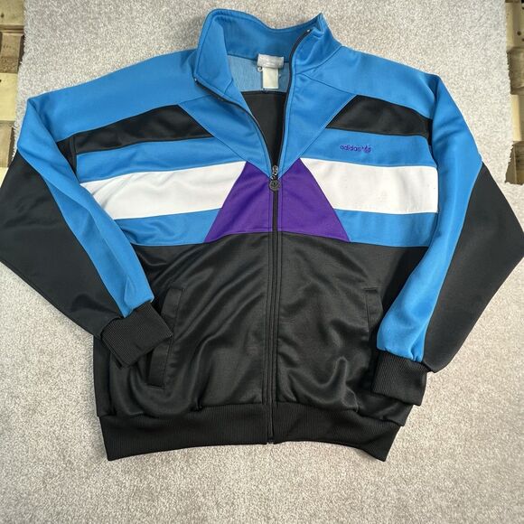 adidas | Shirts | Adidas Vtg 9s Color Block Track Jacket Windbreaker Blue Black Purple Mens L ...